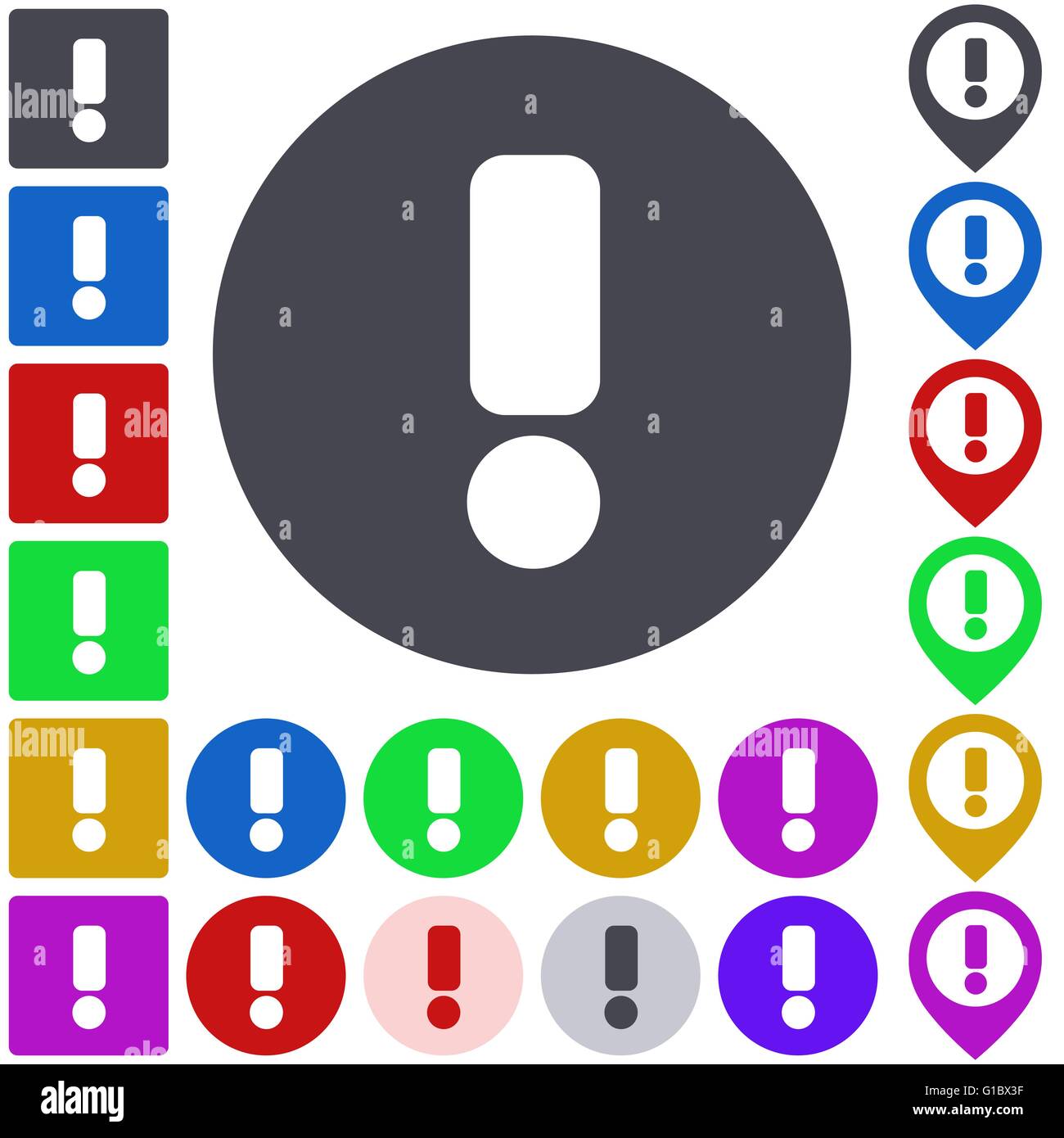 Color warning icon set Stock Vector Image & Art - Alamy