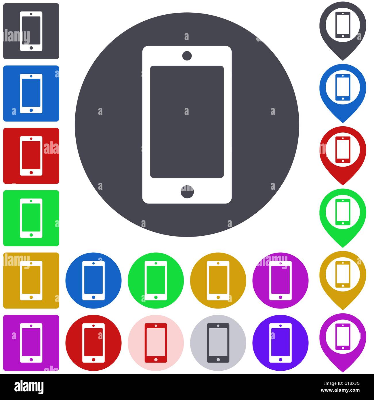 Color smartphone icon set Stock Vector Image & Art - Alamy