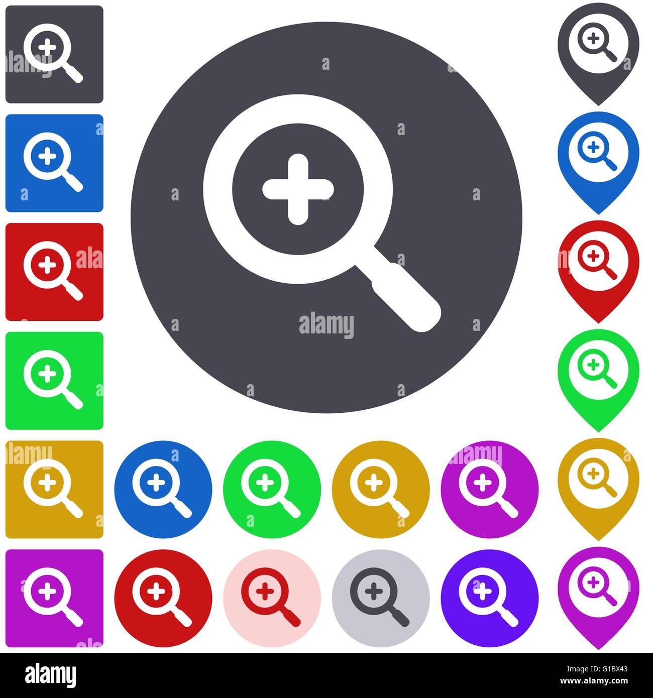 Color zoom in icon set Stock Vector Image & Art - Alamy