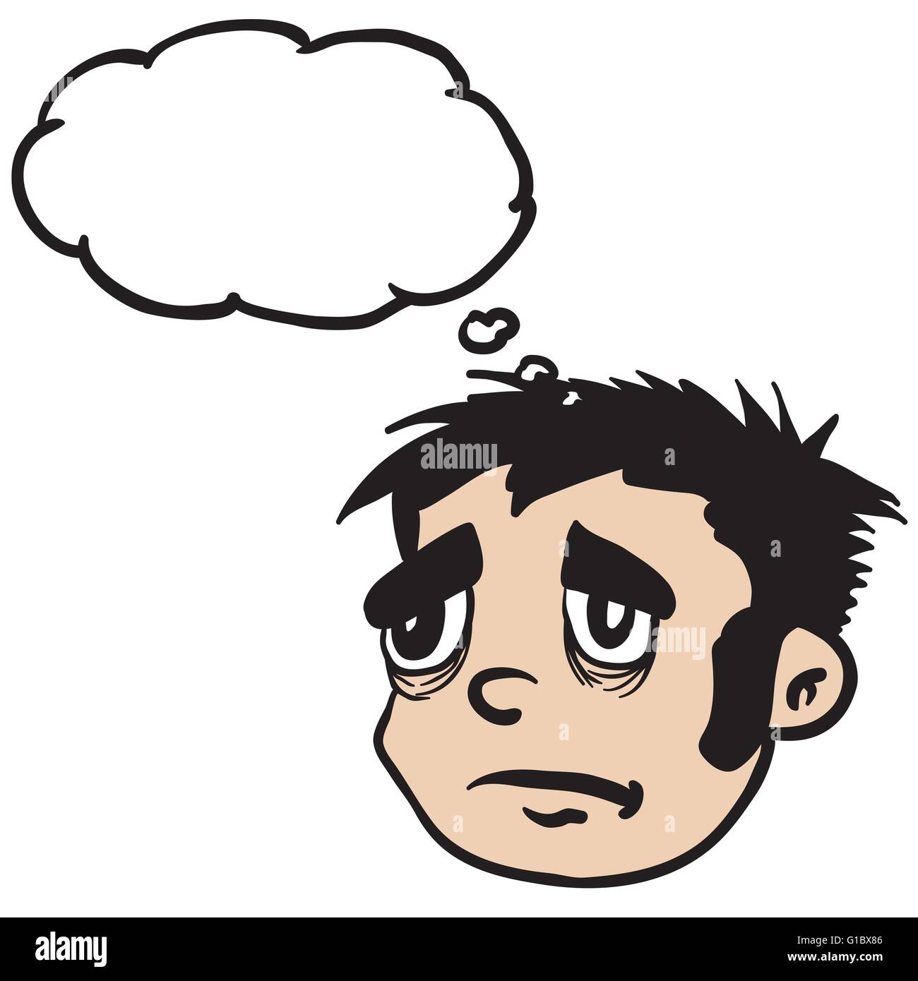 Sad boy face cartoon illustration hi-res stock photography and images ...