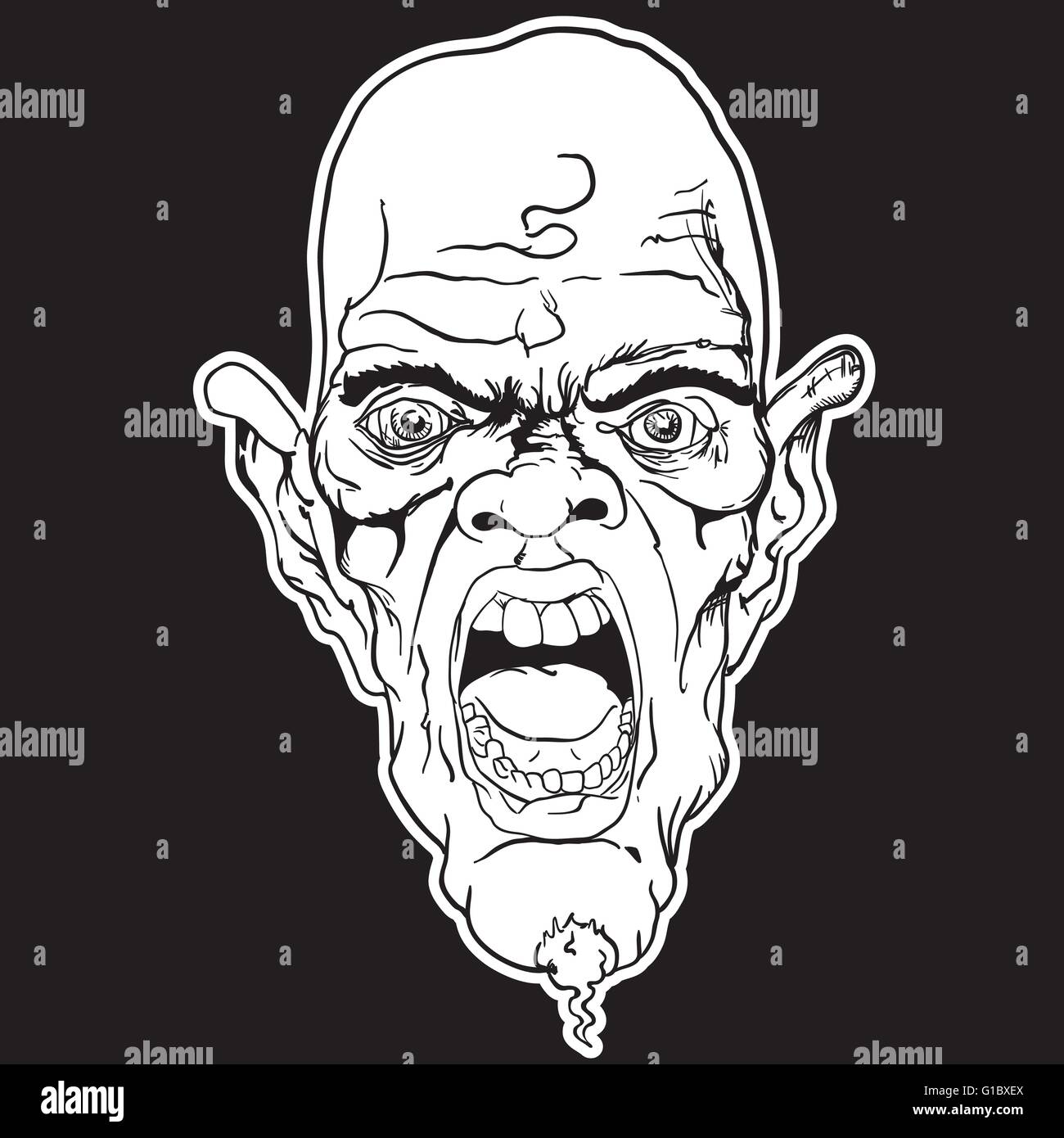 Screaming face black white cartoon hi-res stock photography and images ...