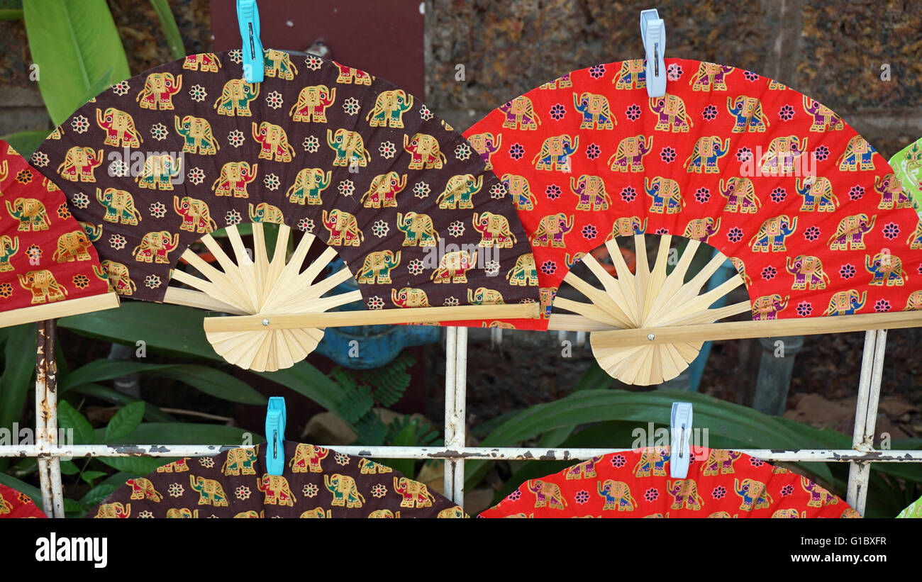 traditional wooden handmade fan from chiang mai Stock Photo - Alamy