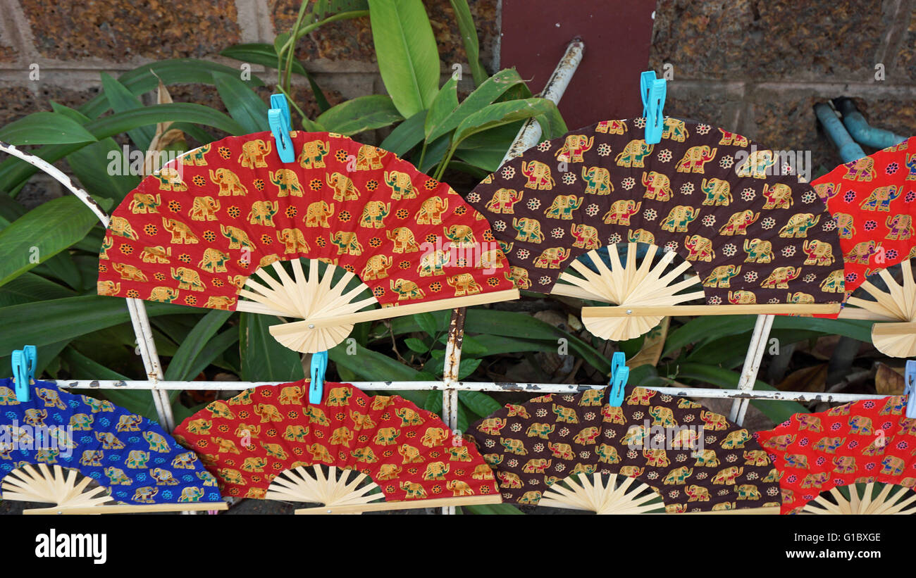 traditional wooden handmade fan from chiang mai Stock Photo - Alamy