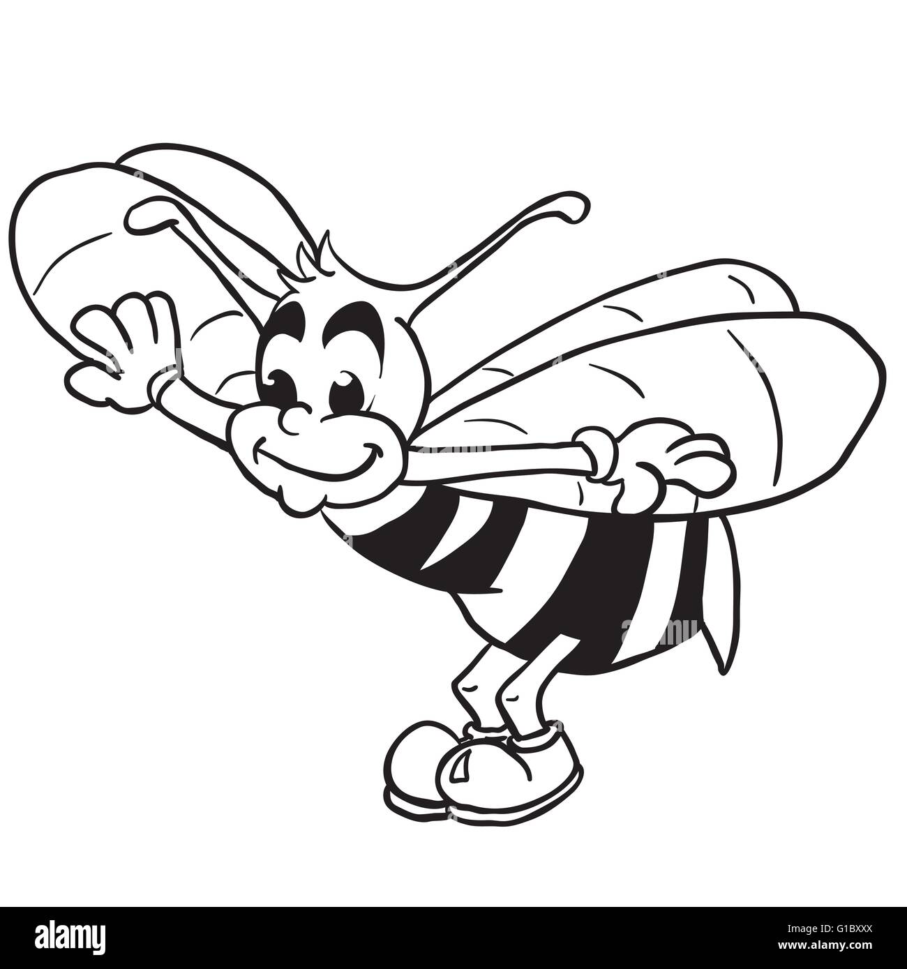 simple black and white bee cartoon Stock Vector Image & Art - Alamy