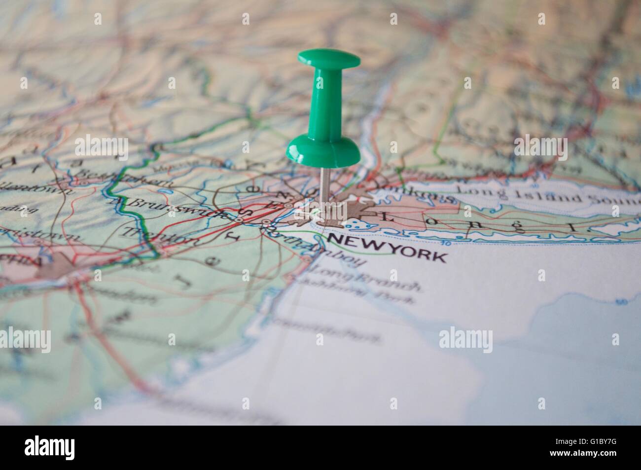 New york map pin hi-res stock photography and images - Alamy