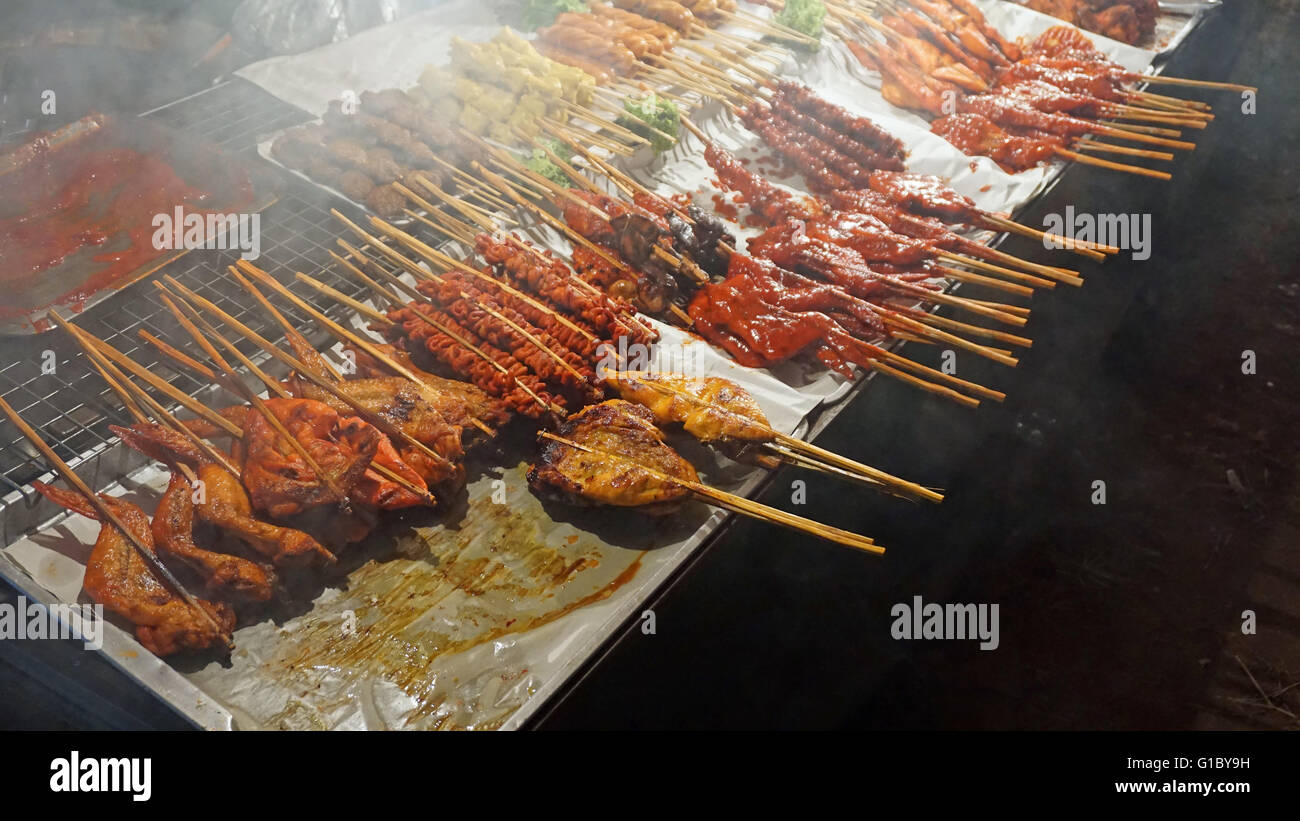 asian street food withfresh grilled meat Stock Photo - Alamy