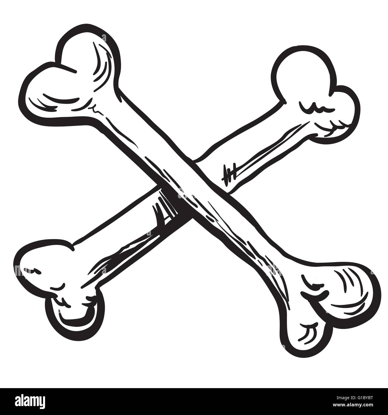 simple black and white crossed bones cartoon Stock Vector Image & Art ...