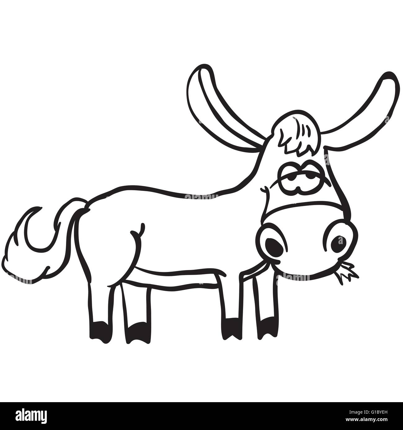 simple black and white donkey cartoon Stock Vector Image & Art - Alamy