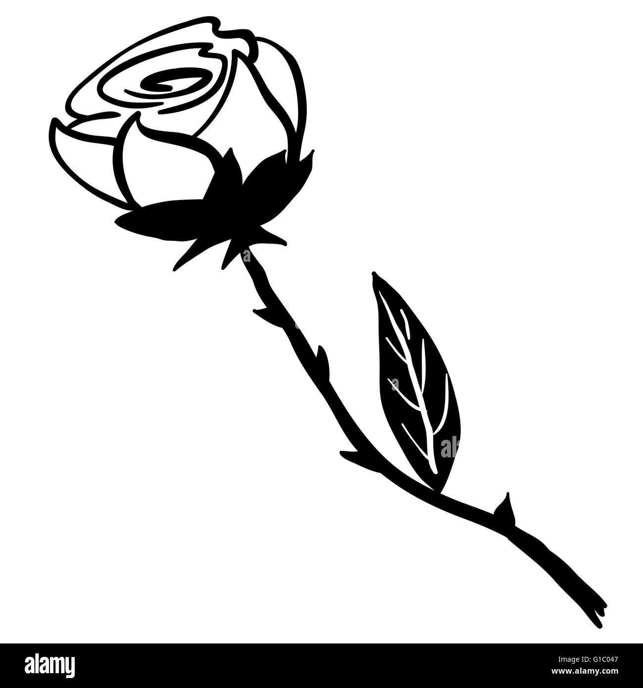 simple black and white rose cartoon Stock Vector Image & Art - Alamy