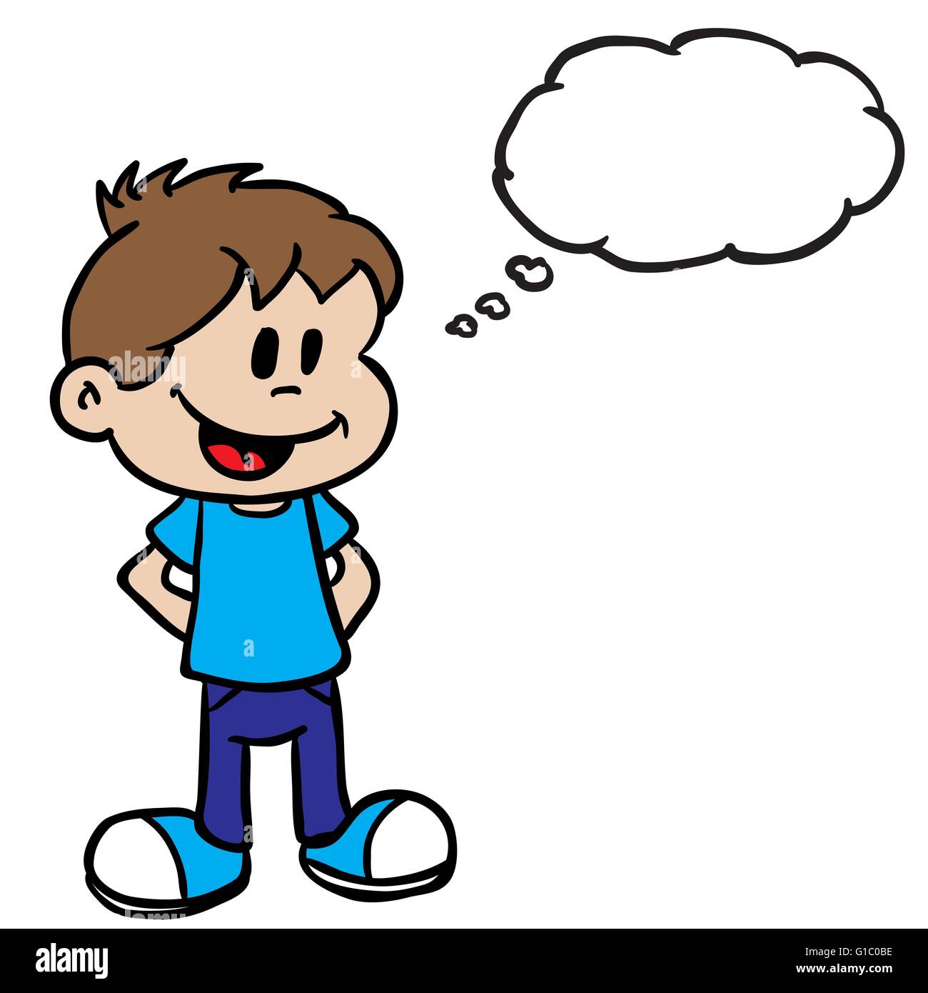 smiling boy with thought bubble cartoon Stock Vector Image & Art - Alamy