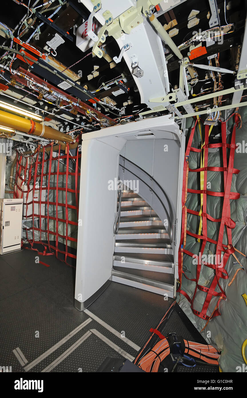 Airbus A380-861 inside test aircraft F-WWDD spiral staircase in the ...