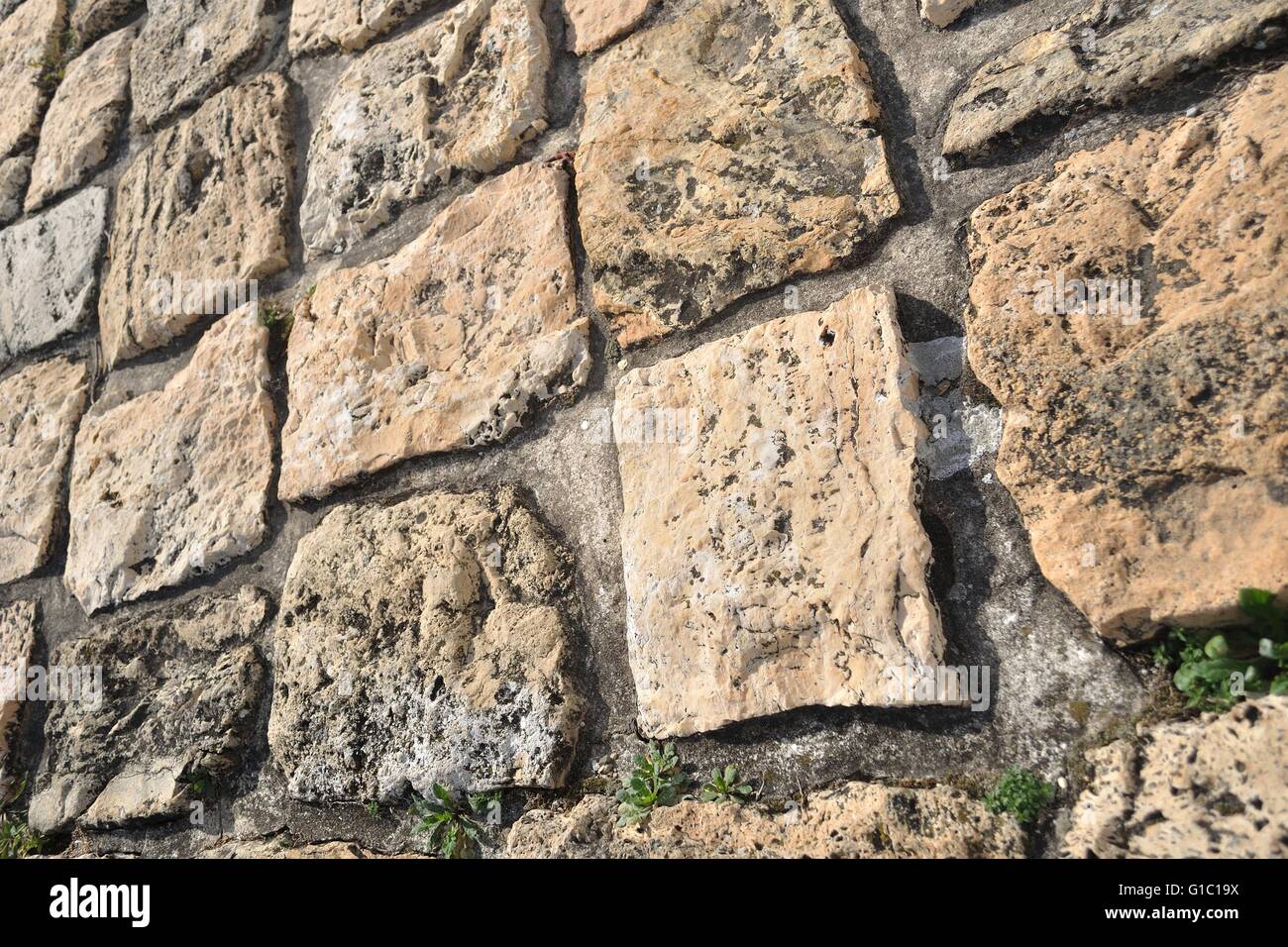 Stone pavement in detail and in perspective. Natural background Stock ...