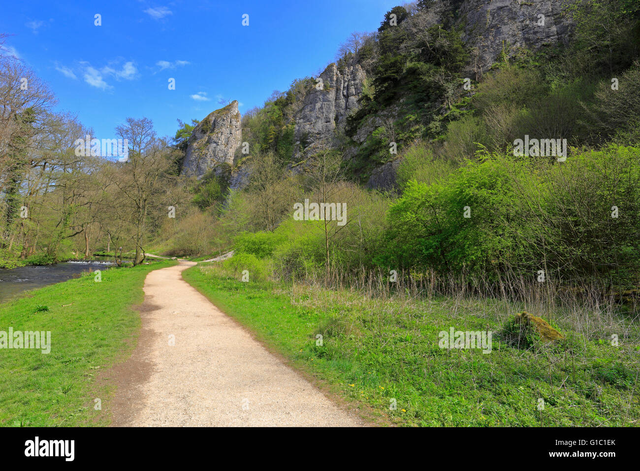 Tissington Spires limestone pinnacles, Dovedale, Peak District National ...