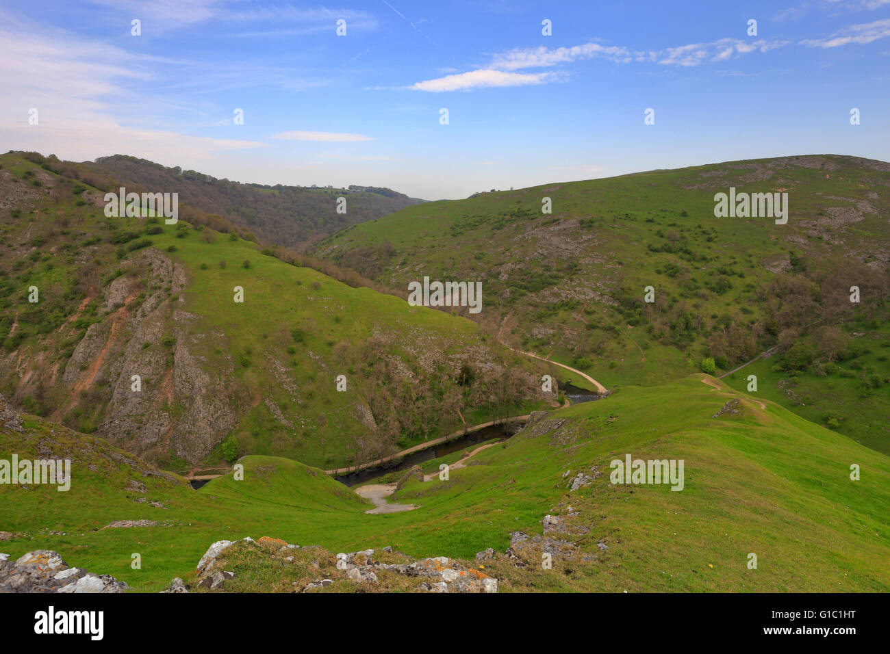 Dovedale and River Dove from Thorpe Cloud Peak District National Park ...