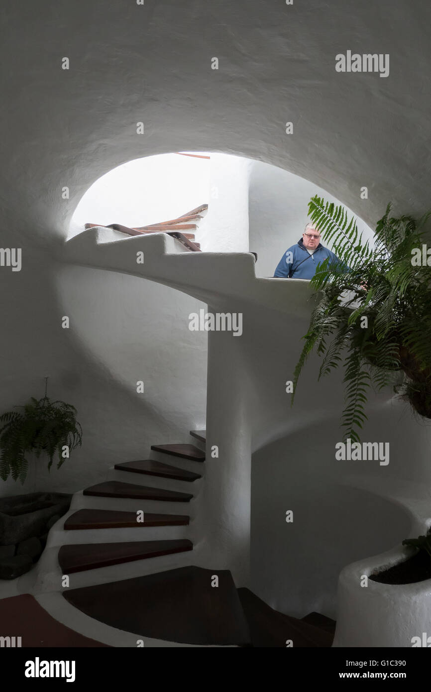 Starcase inside Mirador del Rio visitor centre, Lanzarote, Canary ...