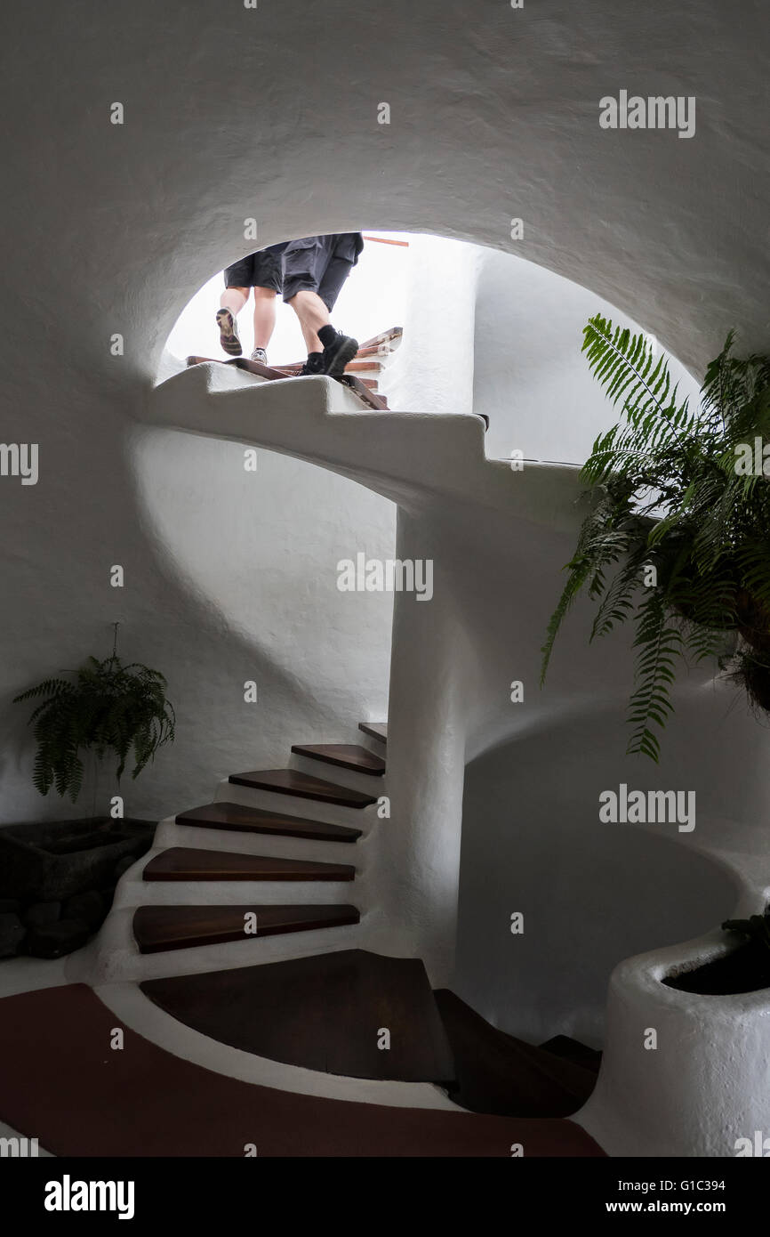 Starcase inside Mirador del Rio visitor centre, Lanzarote, Canary ...