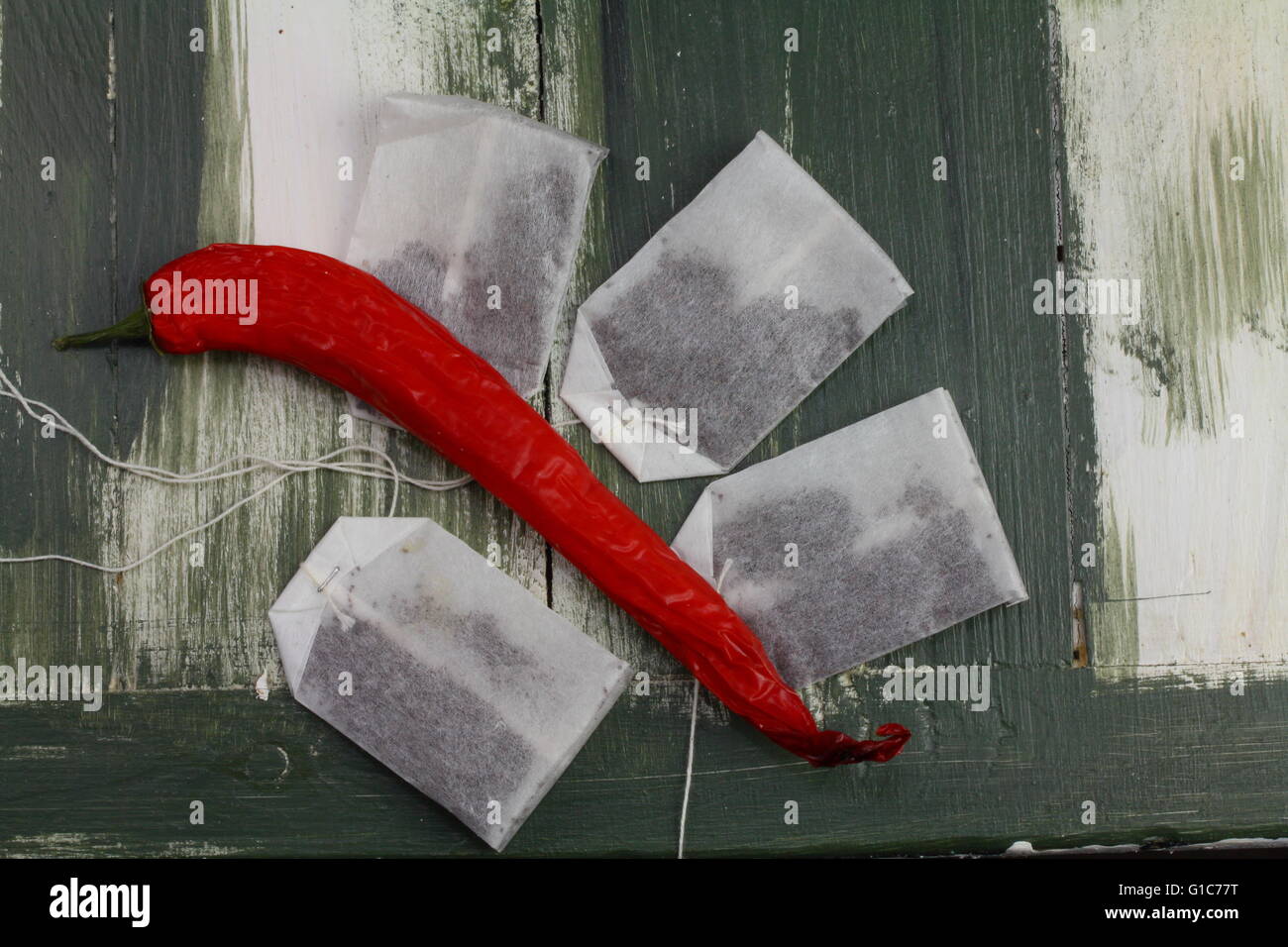 tea bags with peppers Stock Photo - Alamy