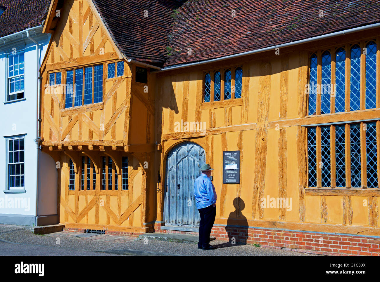 Half-timbered Little Hall, in the village of Lavenham, Suffolk, England ...