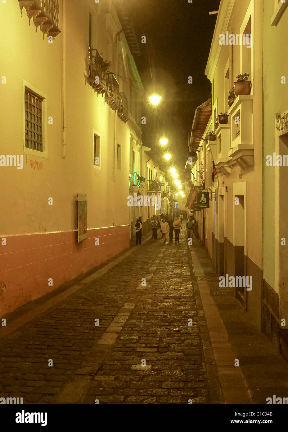 QUITO, ECUADOR, OCTOBER - 2015 - Night urban scene of La Ronda, a ...