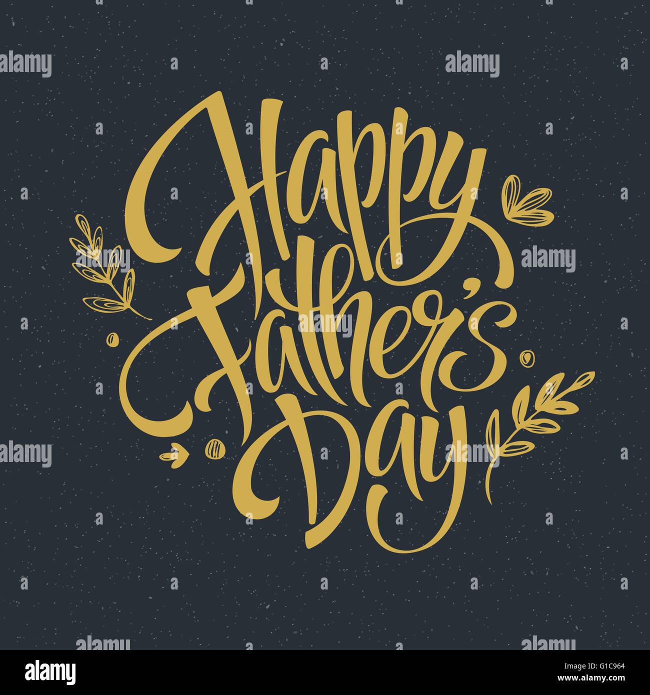 Fathers Day Golden Lettering card. Hand drawn calligraphy. Vector ...