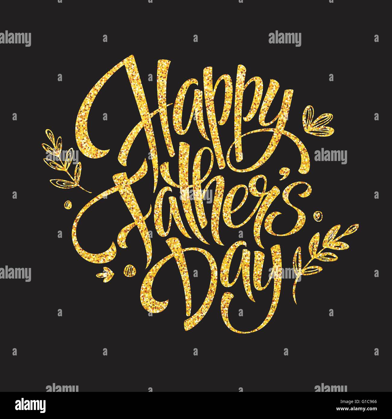 Fathers Day Golden Lettering card. Hand drawn calligraphy. Vector ...