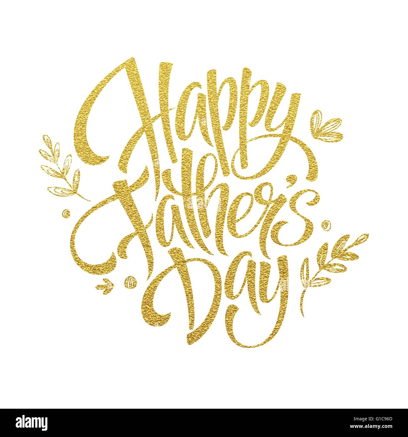 Fathers Day Golden Lettering card. Hand drawn calligraphy. Vector ...