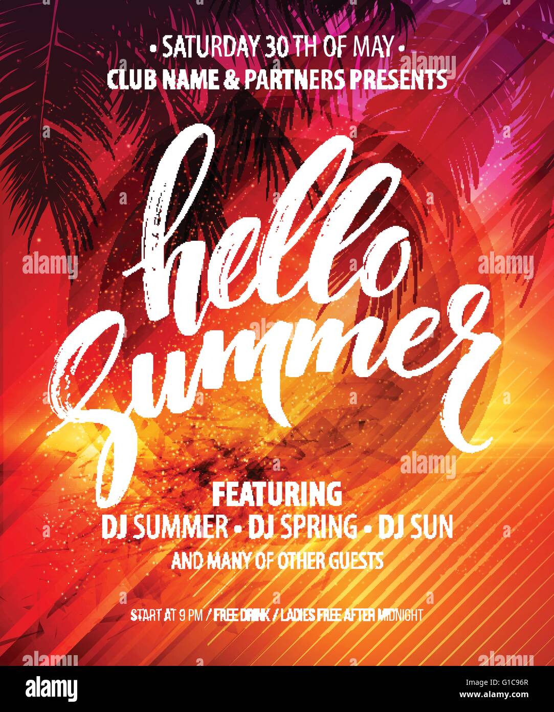 Hello Summer Party Flyer. Vector Design Stock Vector Image & Art - Alamy