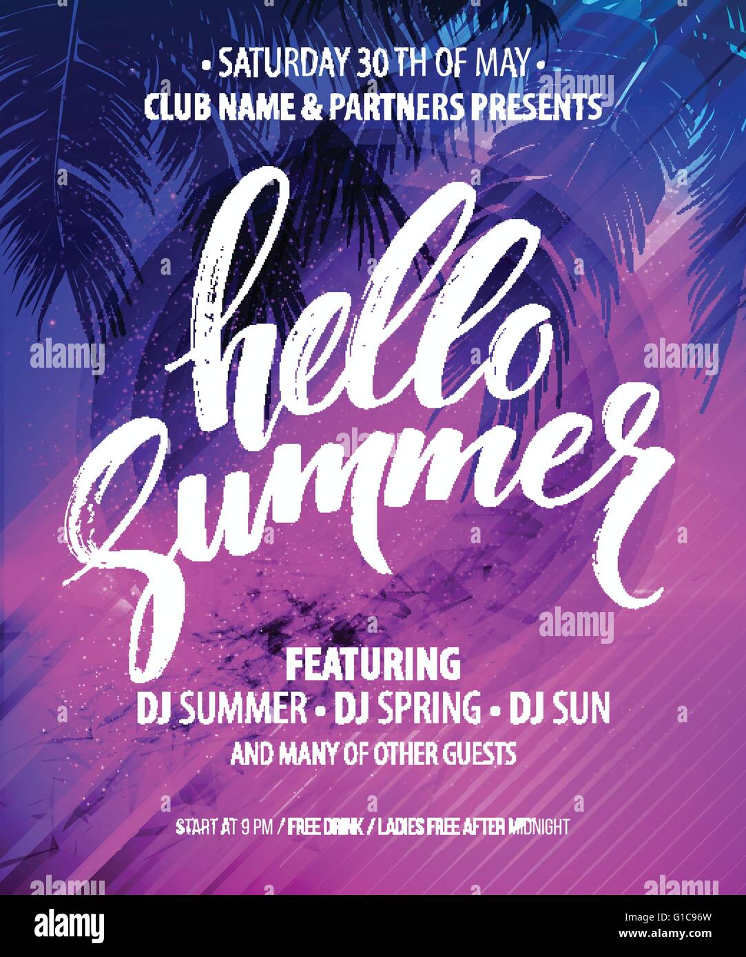 Hello Summer Party Flyer. Vector Design Stock Vector Image & Art - Alamy