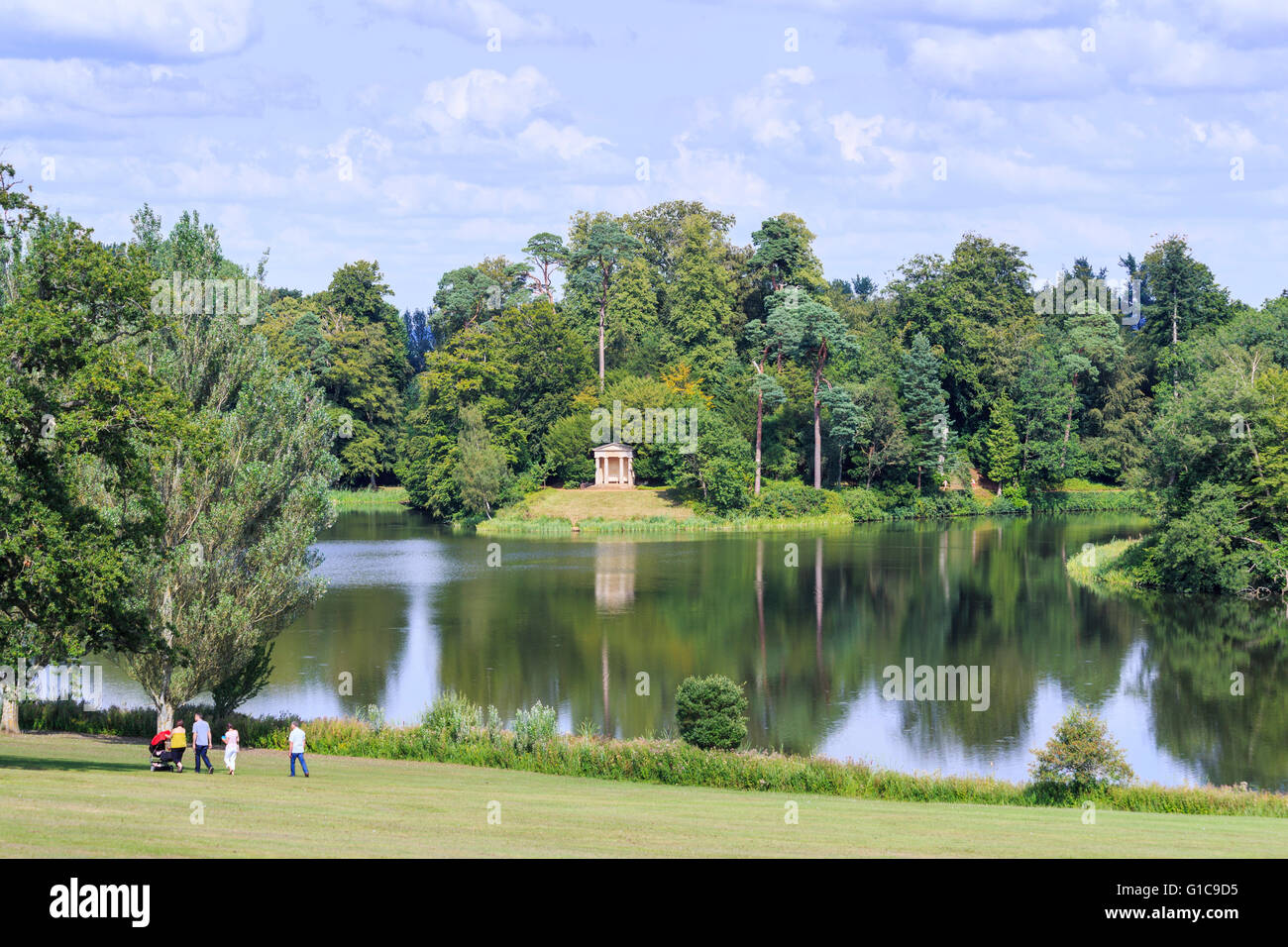 The Doric Temple folly and lake in Bowood House grounds landscaped by ...
