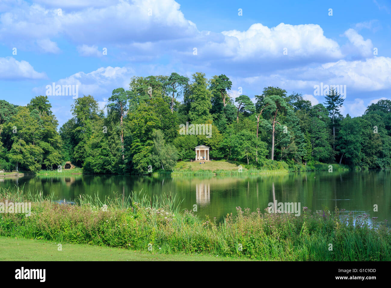 The Doric Temple folly and lake in Bowood House grounds landscaped by ...
