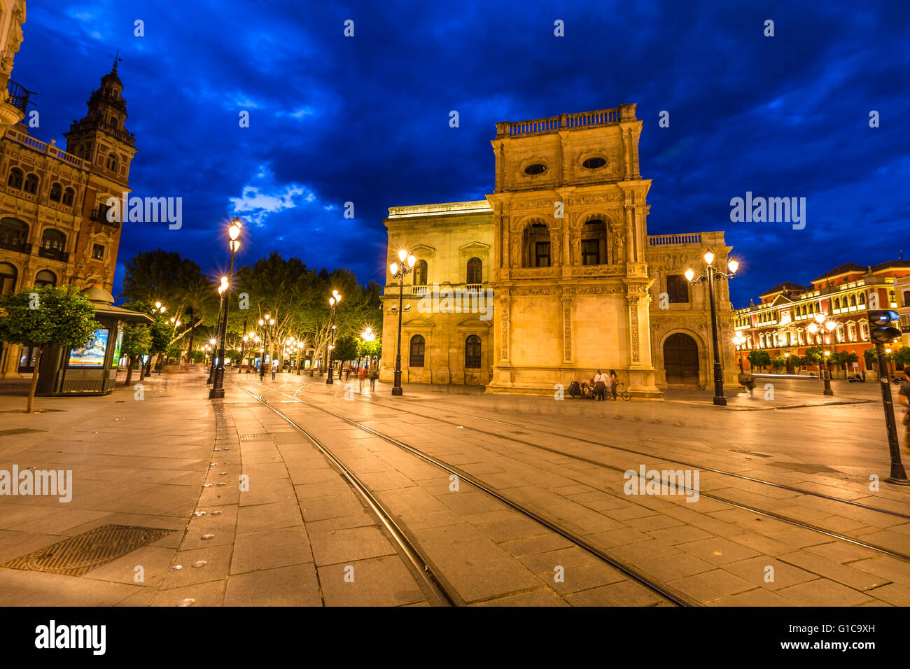 Seville night scene Stock Photo - Alamy
