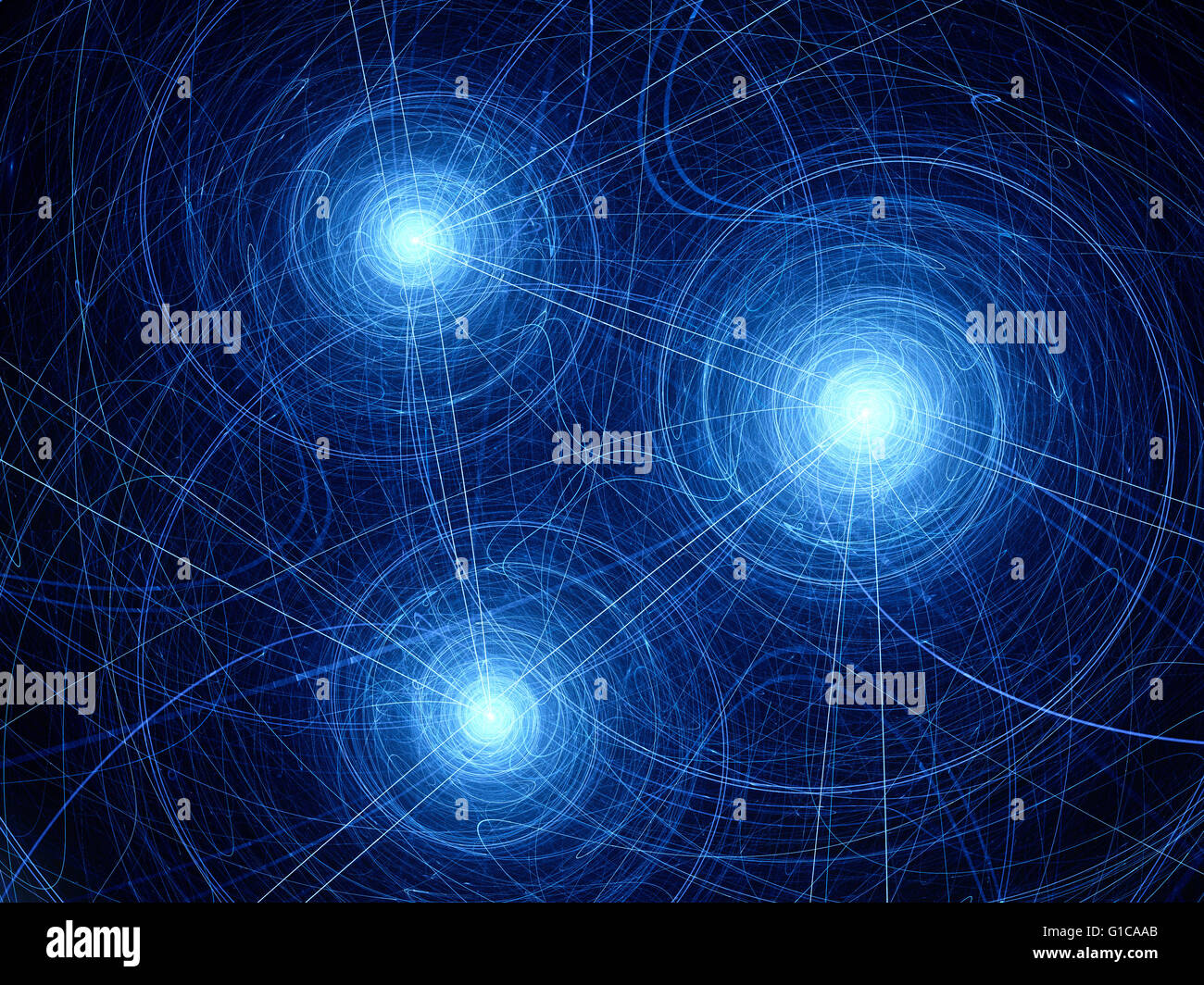 Blue glowing access points with trajectories, new technology, computer ...