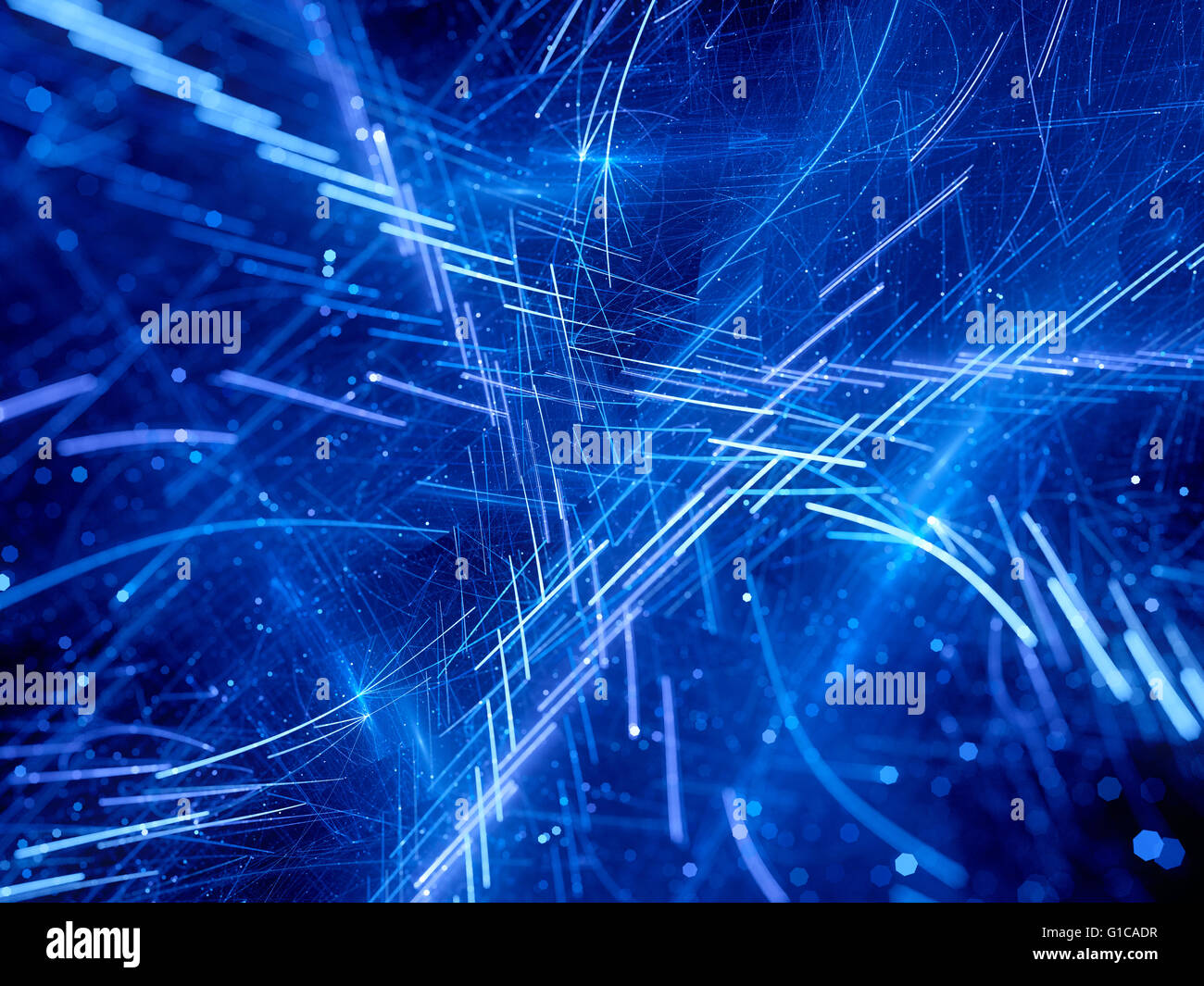 Blue glowing short neon lines in space, new tehcnology, computer ...