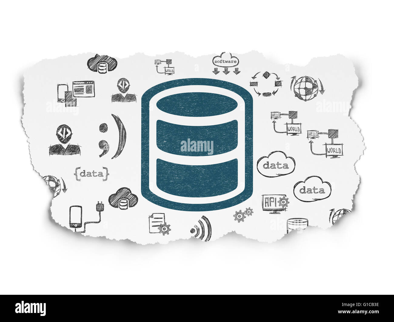 Programming concept: Database on Torn Paper background Stock Photo - Alamy