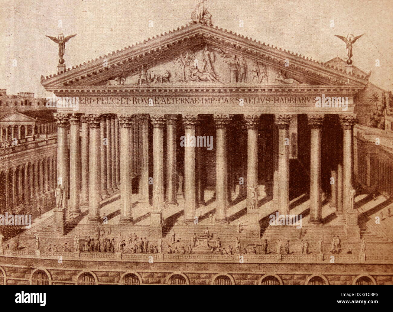 Engraving depicting The Great Temple of Venus and Rome, built by the ...