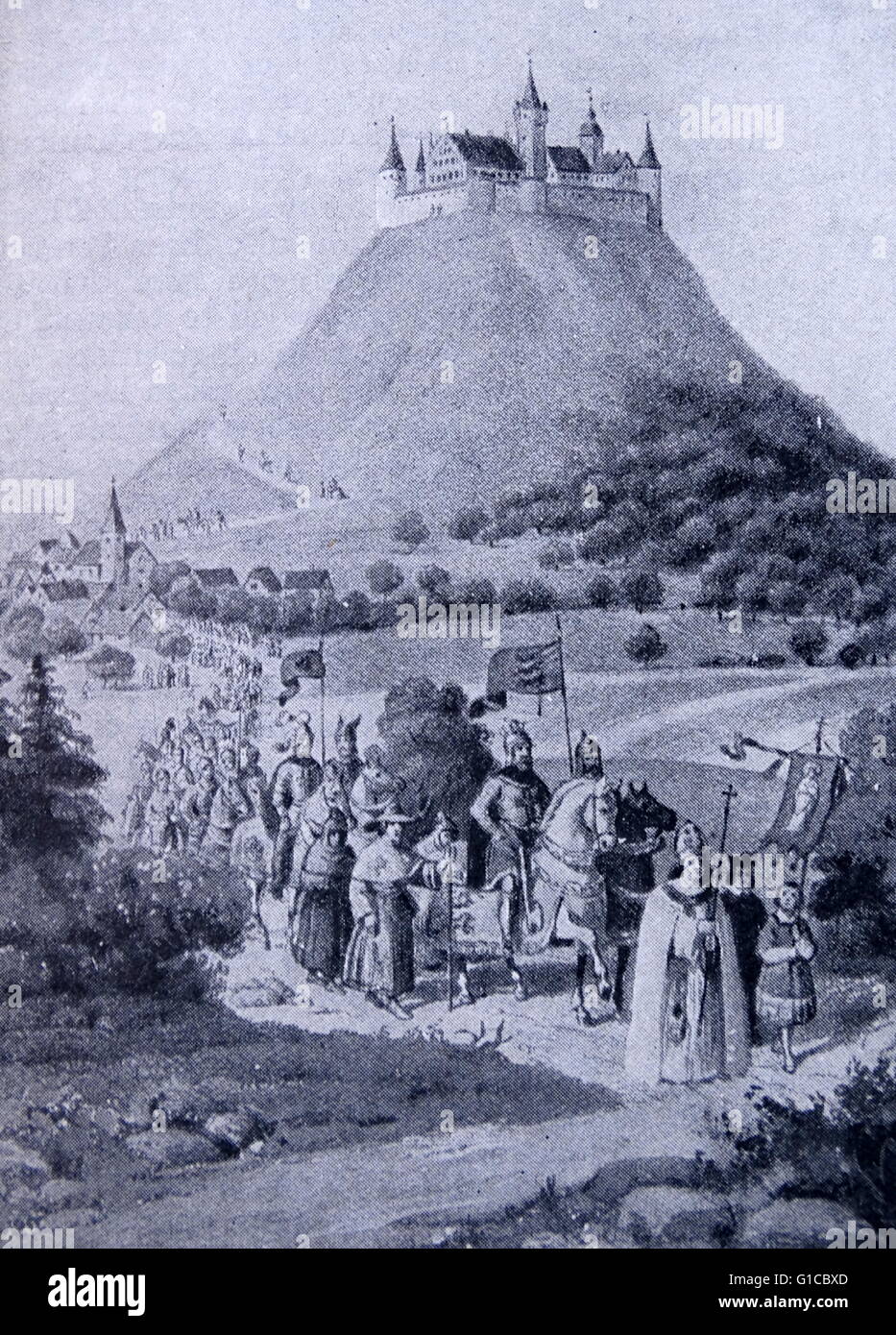 Engraving depicting the ancestral castle of the Hohenstaufen Stock ...