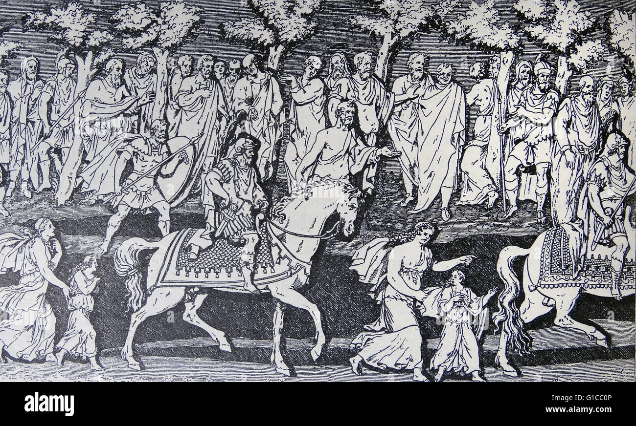 Engraving depicting the triumphal procession of Emperor Theodosius I ...