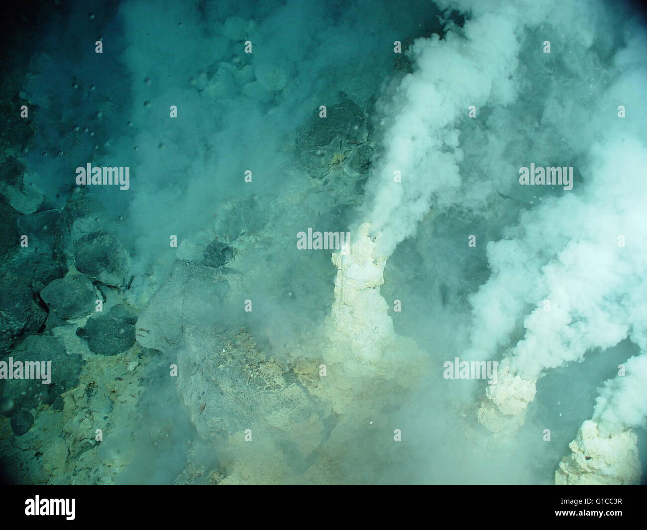 White chimneys at Champagne vent site, NW Eifuku volcano. Taken during ...