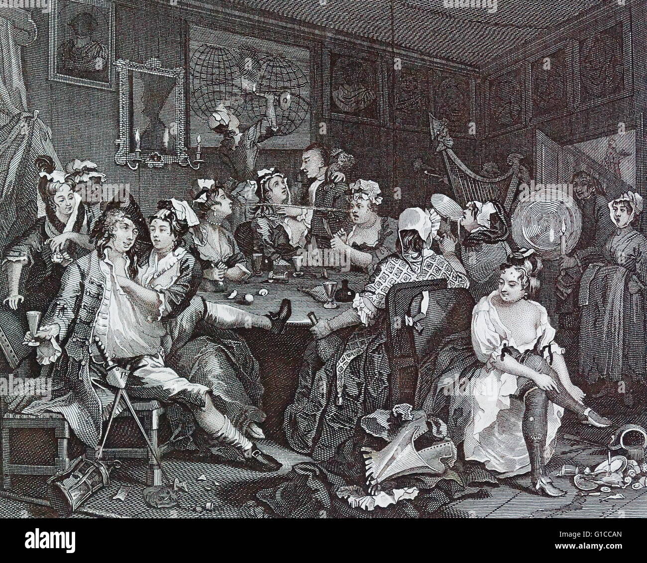 A Rake's Progress - Plate 3 - The Tavern Scene, by William Hogarth ...