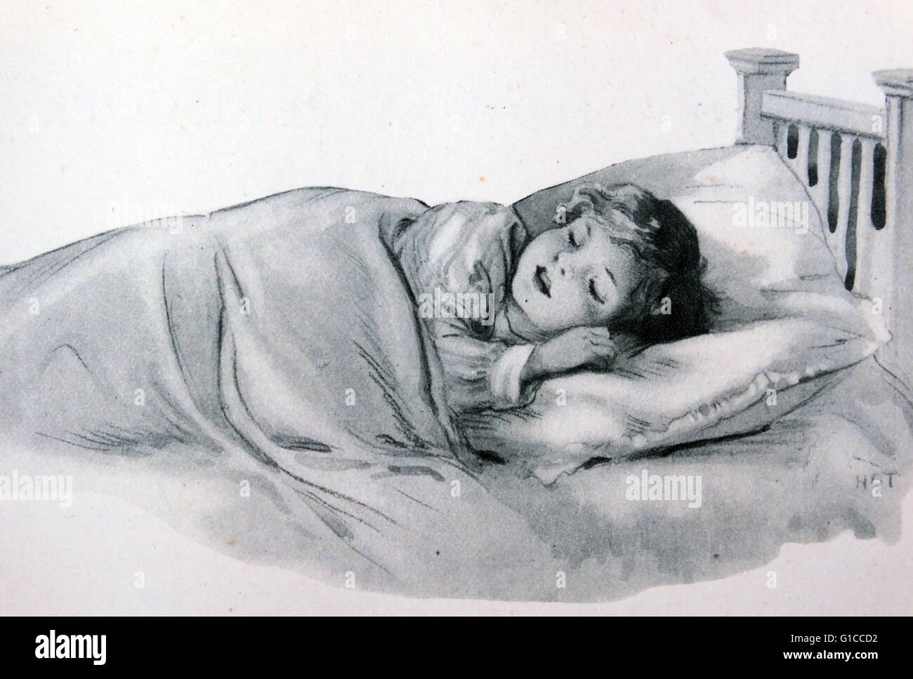 illustration of a girl asleep and dreaming Stock Photo - Alamy