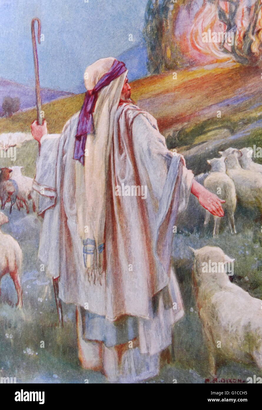 Hebrew biblical prophet Moses, e encountered God speaking to him from a ...