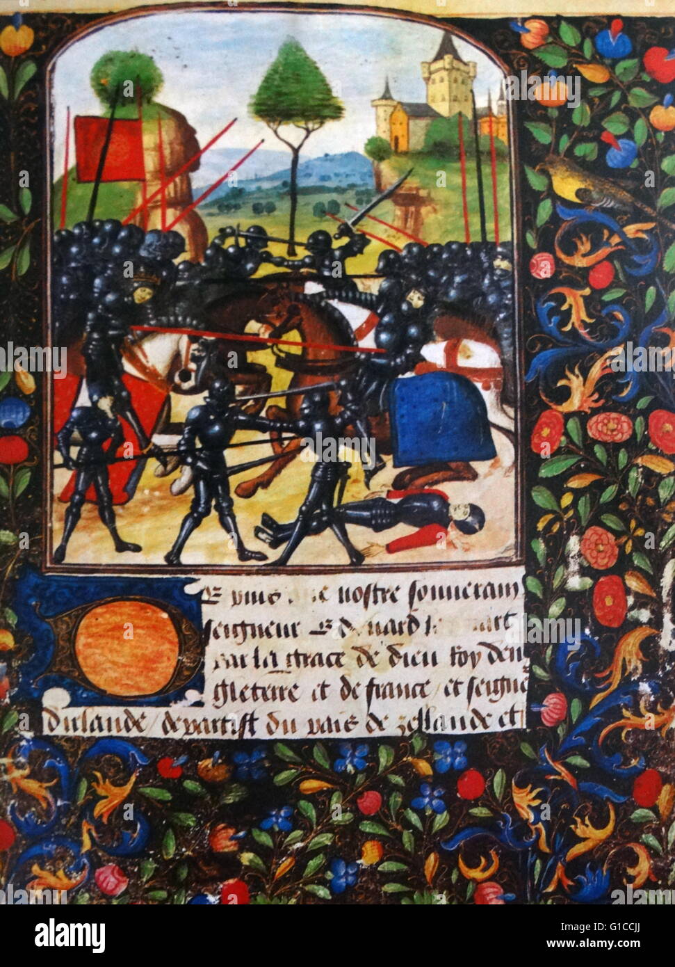Illumination depicting the Battle of Barnet fought on Easter Sunday ...