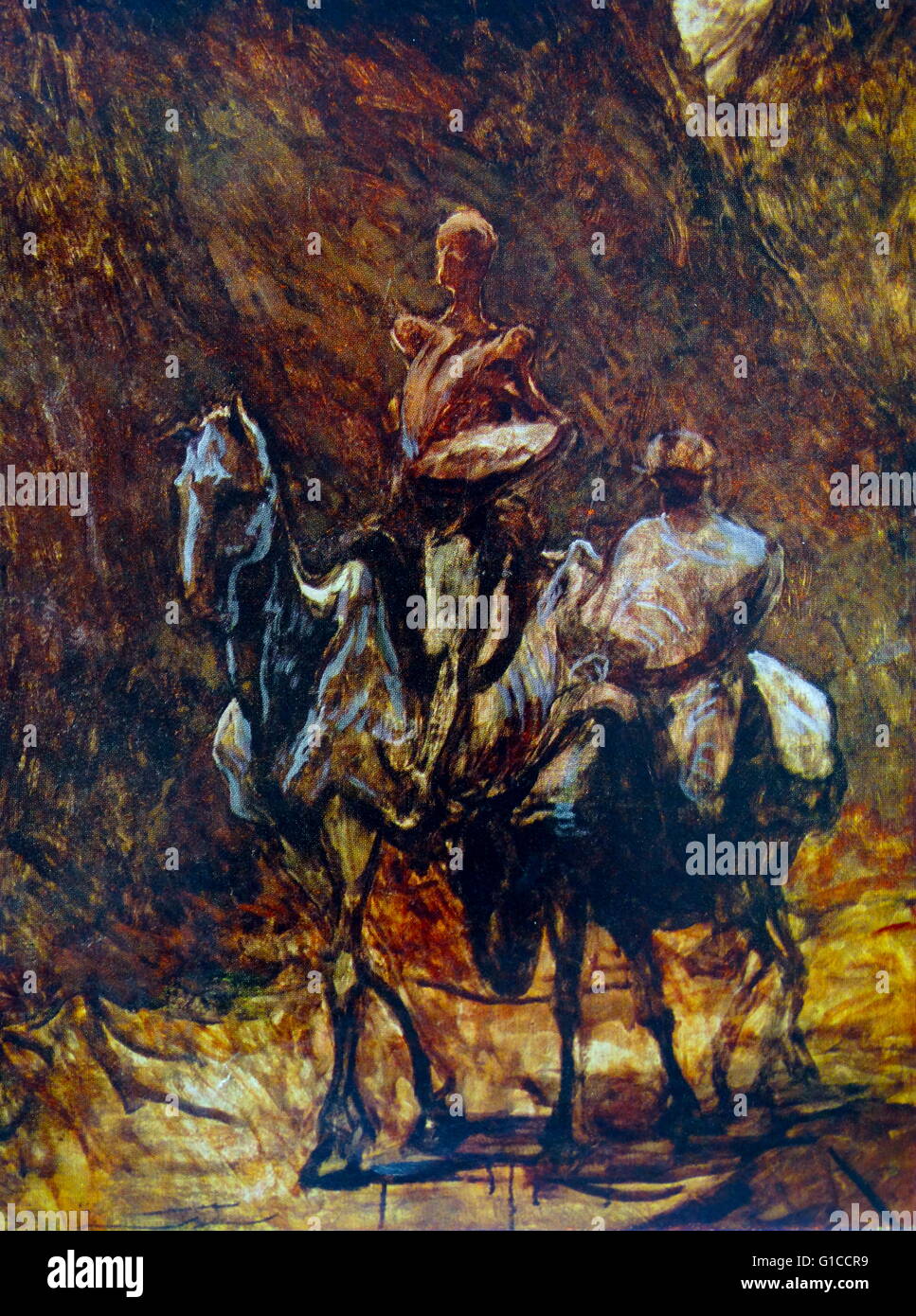 Painting titled 'Don Quixote and Sancho Panza' by Honoré Daumier (1808 ...