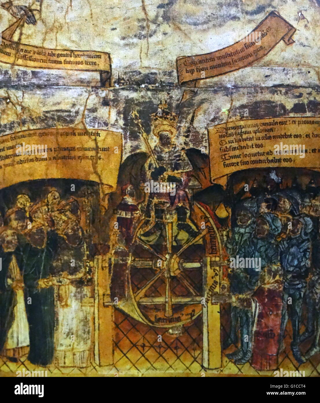 Fresco depicting Edward IV seated upon the wheel of fortune Stock Photo ...