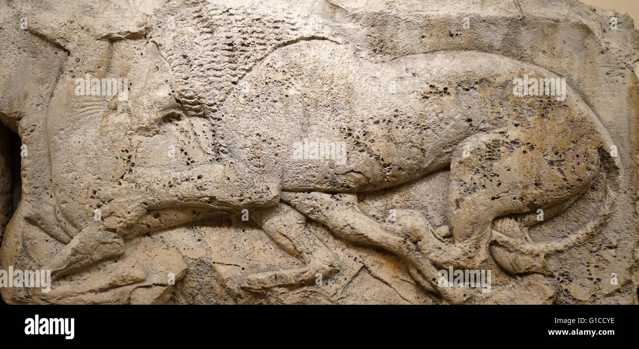 Frieze from Xanthos depicting Satyrs hunting wild animals. Dated 460 BC ...