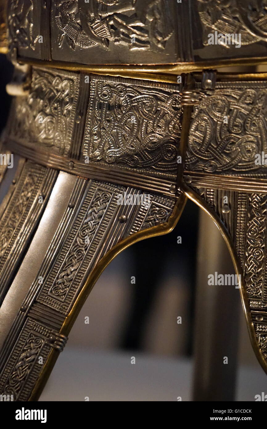 Detail from the reconstructed Sutton Hoo Helmet, which was part of the ...