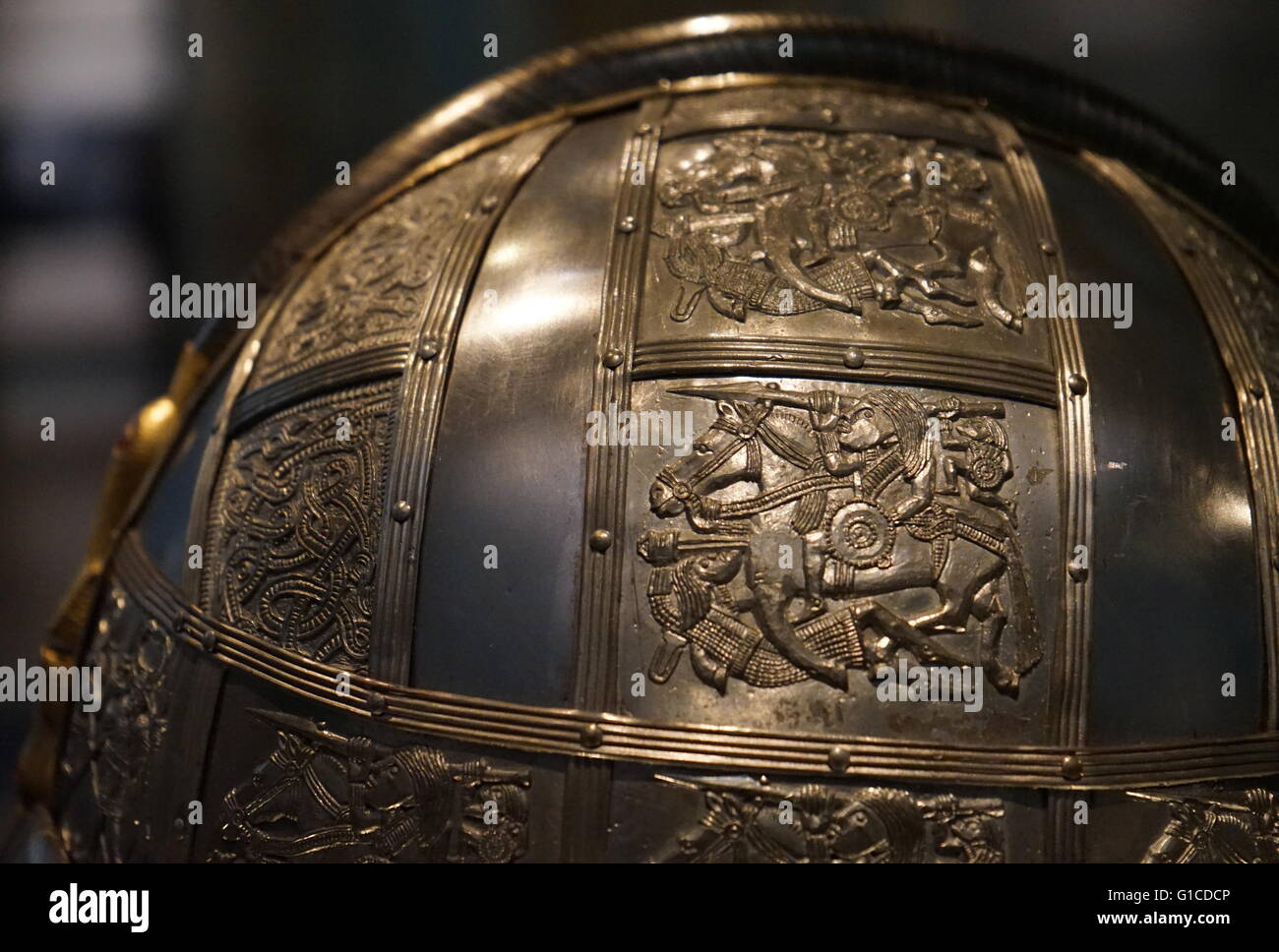 Detail from the reconstructed Sutton Hoo Helmet, which was part of the ...