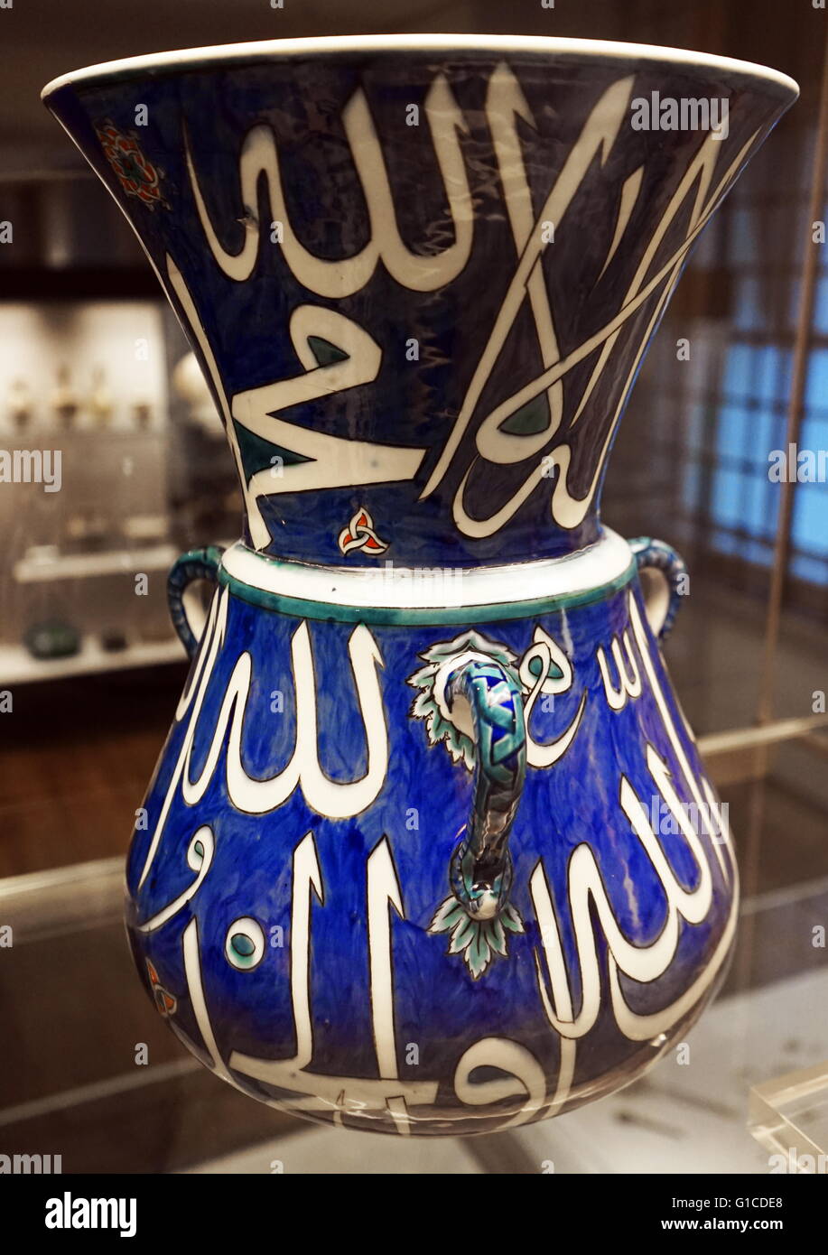 Stone-paste mosque lamp from Turkey. Dated 16th Century Stock Photo - Alamy