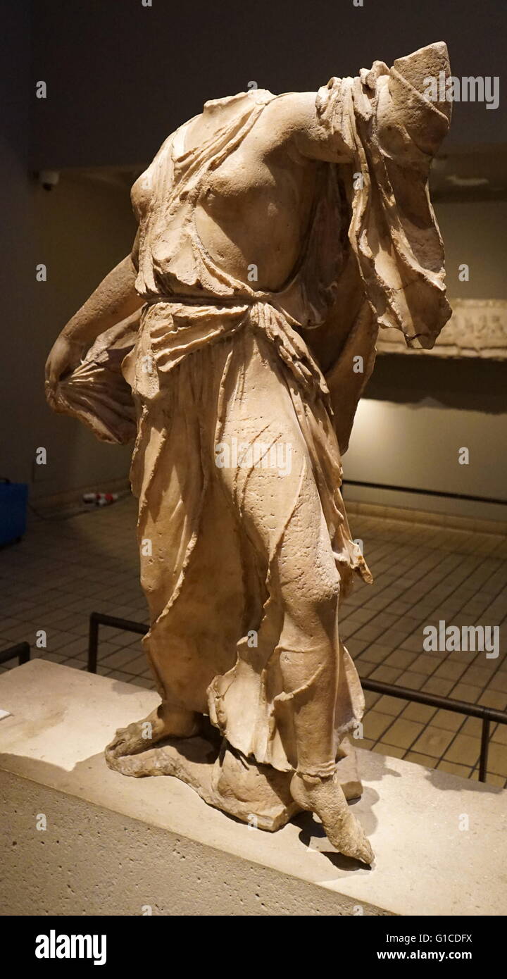 Life-size statue of sea-nymphs from the Nereid Monument, part of the ...