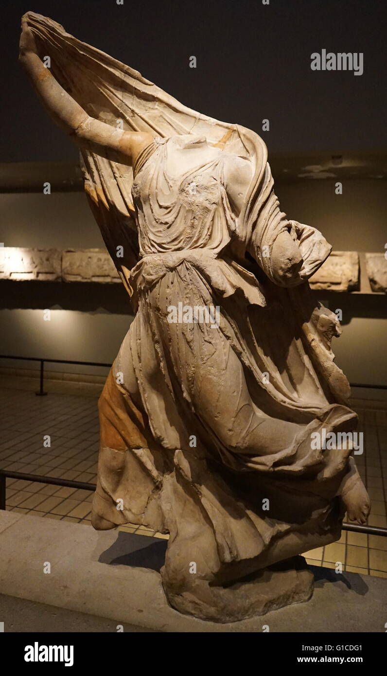 Life-size statue of sea-nymphs from the Nereid Monument, part of the ...